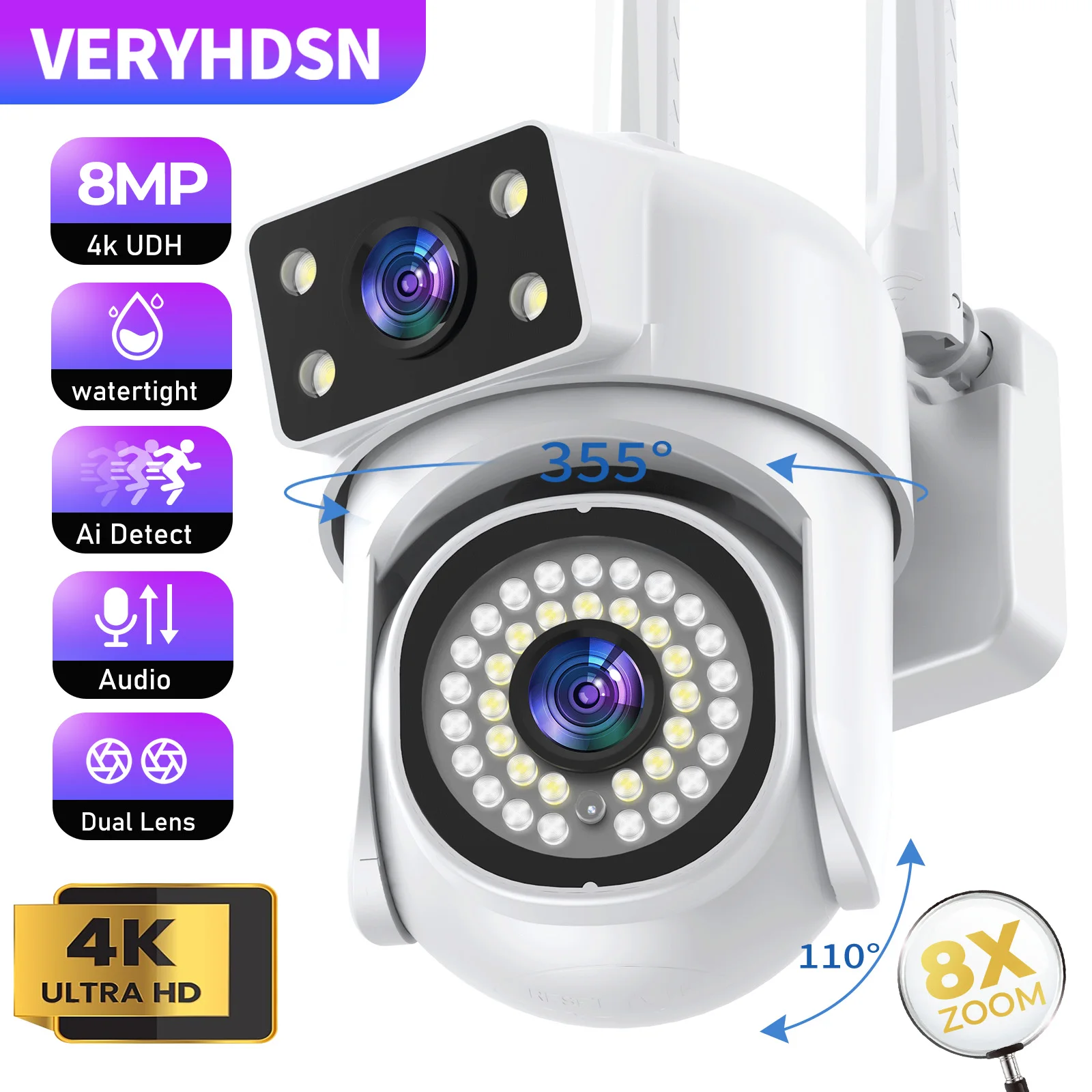 VERYHDSN-8MP-4K-PTZ-Wifi-Camera-Dual-Len-Human-Detect-Auto-Tracking ...