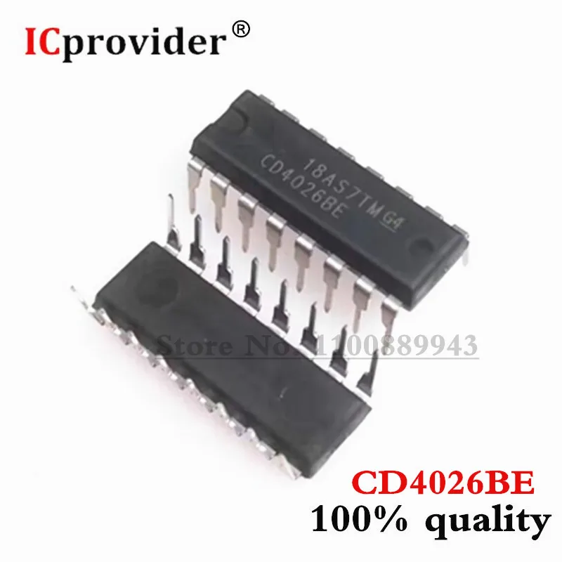 50 unids/lote CD4026BE CD4026 4026 IC contador/DIVIDR década 16 DIP ...