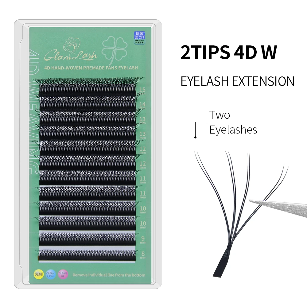 GLAMLASH-2tips-4D-W-Shaped-Eyelash-Extension-Soft-Natural-8D-W-False ...