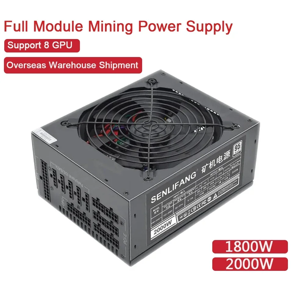 2000W 1800W New Full Module Mining Power Supply Support 8 GPU Ethereum ...
