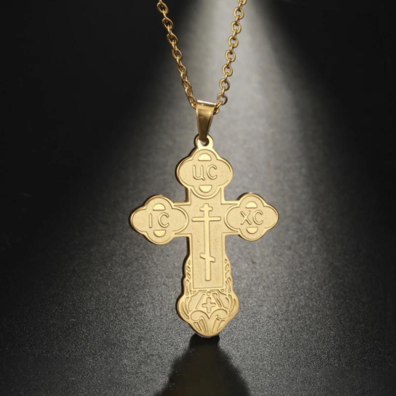 Amaxer Stainless Steel Orthodox Cross Necklaces for Women Men Russian ...