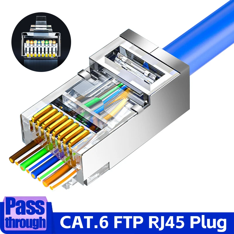 Cat6-paso-a-trav-s-de-RJ45-conectores-blindados-extremo-de-cristal ...