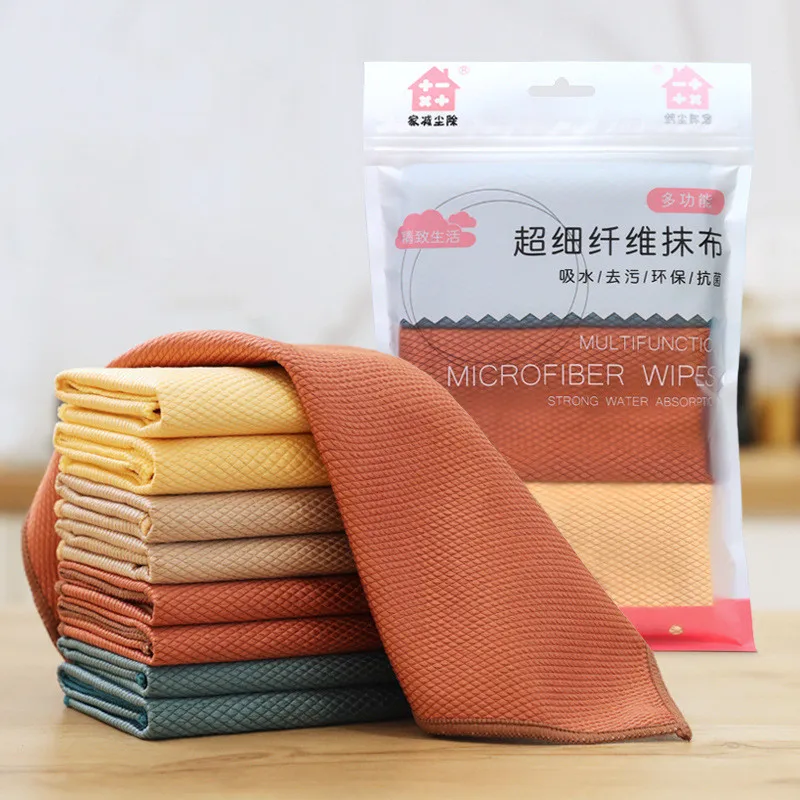 Thickened-Fish-Scale-Towel-Rags-Dishcloth-Microfiber-Absorbent-Glass ...