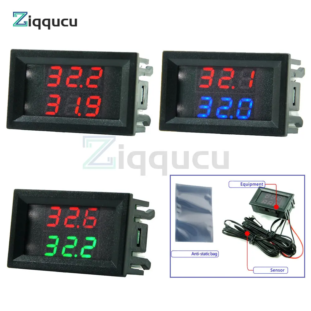 DC 4V-28V Mini Dual Display LED Digital Temperature Controller ...