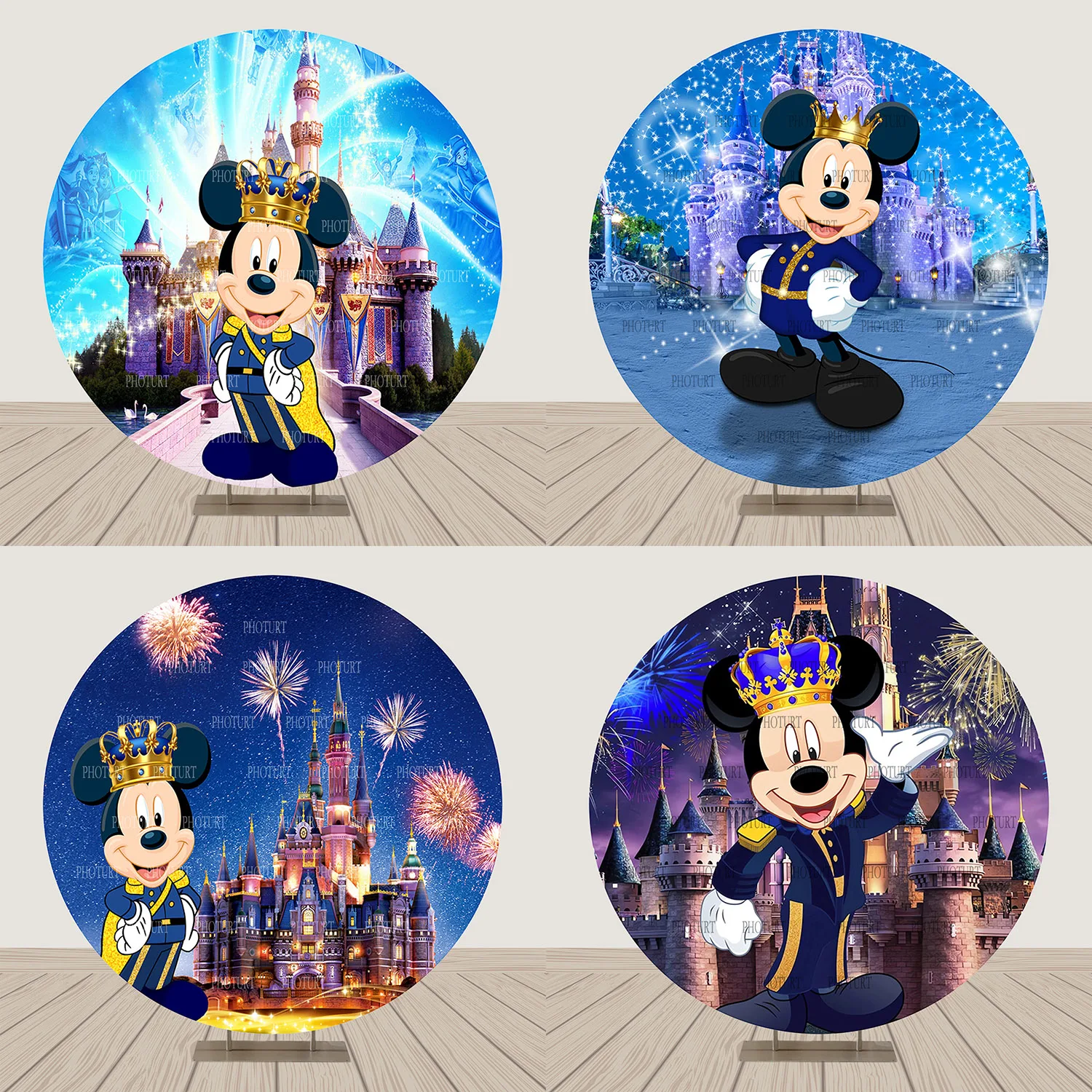 Round-Royal-Crown-Mickey-Backdrop-Disney-Castle-Circle-Stand-Surface ...