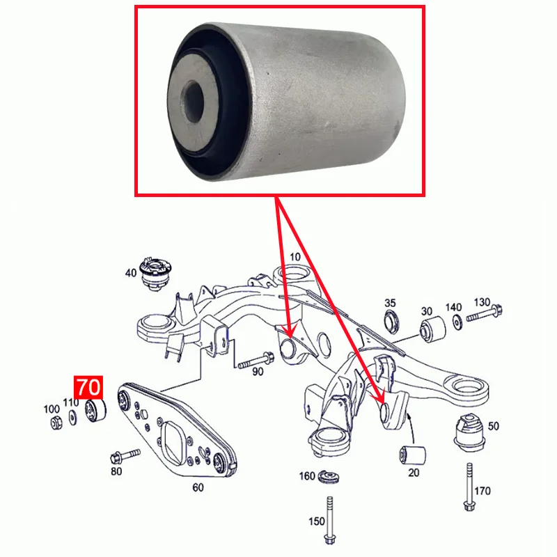 2203521365 2223520865 Rear Suspension Control Arm Bushing For Mercedes ...