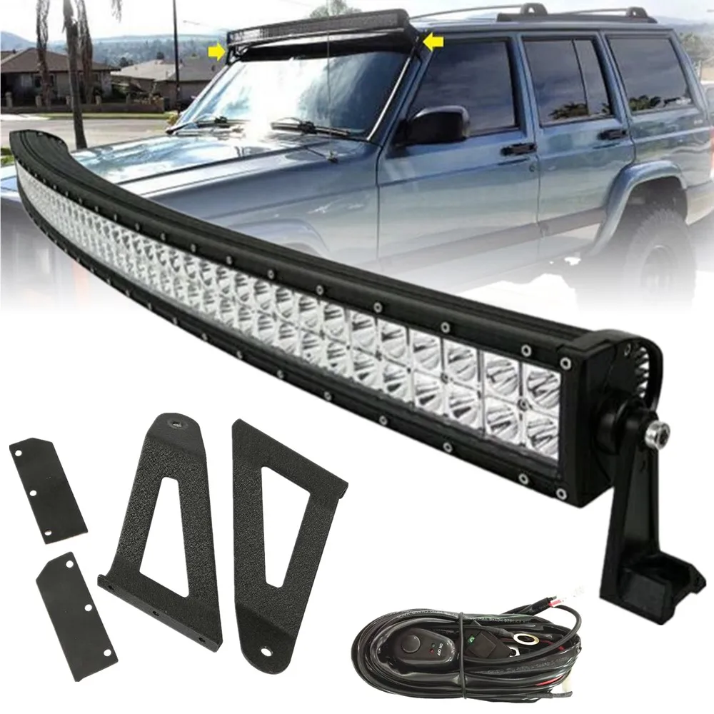 Car Accessories 50Inch Curved Led Work Light Bar With Mounting Brackets ...