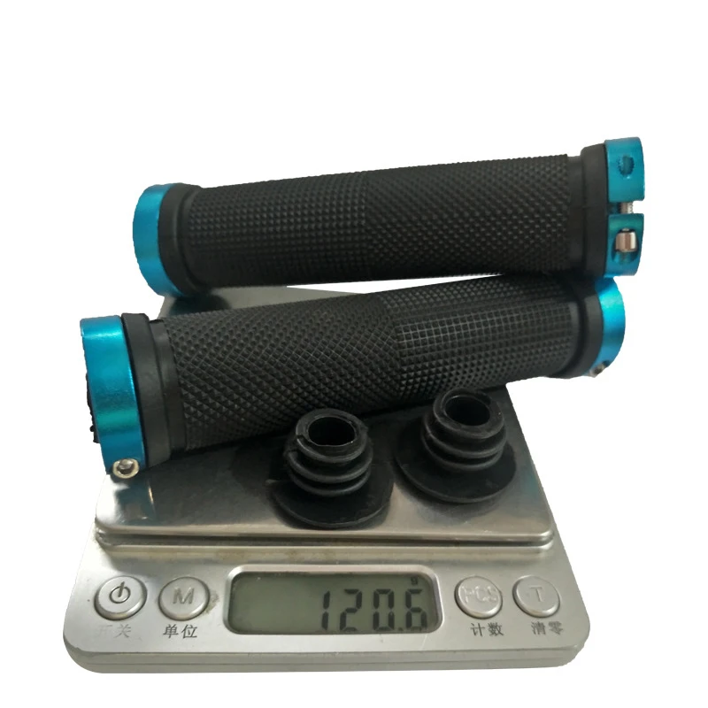 Rubber-MTB-Grips-Alloy-Cuffs-Bilateral-Lock-Handle-Grip-Anti-skid ...