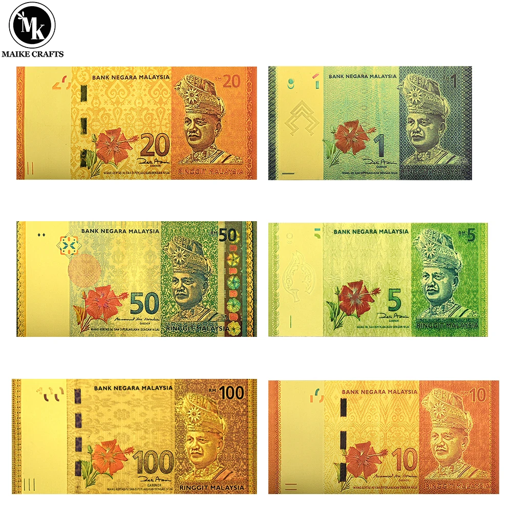 Malaysian-Ringgit-1-5-10-20-50-100-RMG-Gold-Foil-Banknote-Home ...