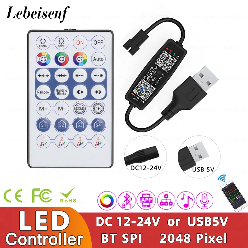 Mini-USB-5V-BT-LED-Dimmer-Bluetooth-SPI-Controller-DC-12V-24V-2048 ...
