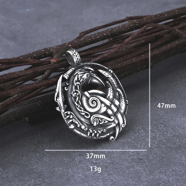 Stainless Steel Vikings Raven Arrow Necklace for Men Vintage Norse ...