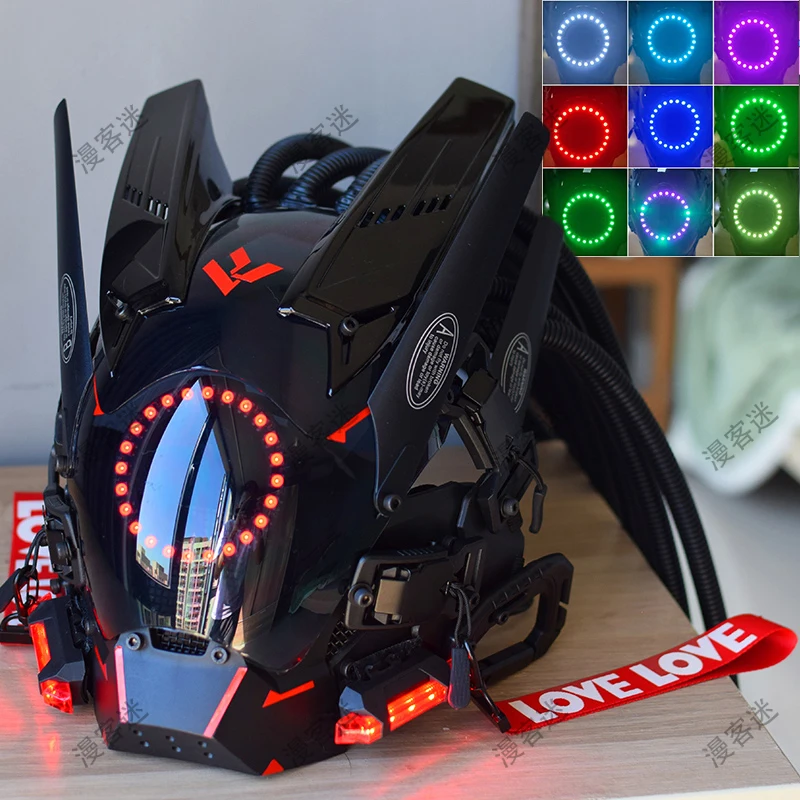 Mode Shinobi Samurai Masker Cyberpunk Helm Cosplay Dreadlocks Met Led ...