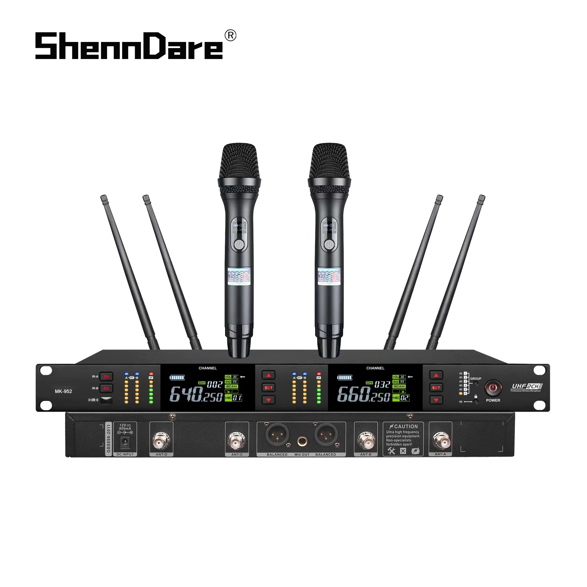 ShennDare-MK-952-2-Channel-Professional-UHF-PLL-True-Diversity-Wireless ...