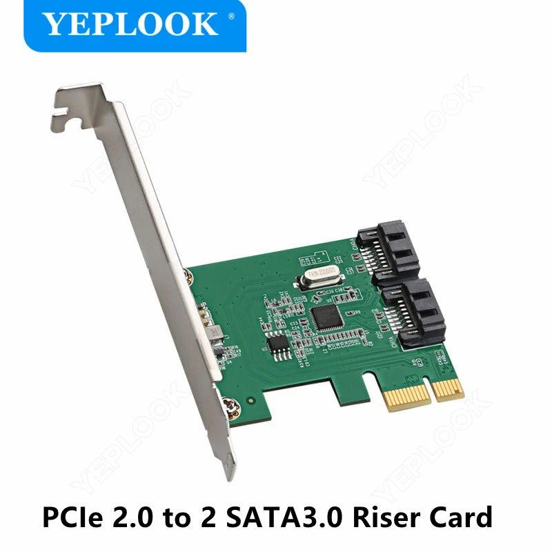 Tarjeta de expansión PCIe 2,0x1 a 2 SATA3.0 6gbps PCI E SATA III, convertidor de adaptador de ...