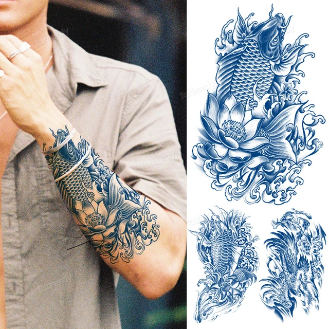 Blue Flower Tattoo For Men