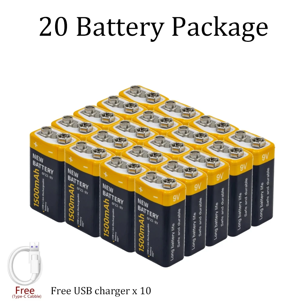 New-20-PCS-For-Rechargeable-lithium-ion-battery-for-multimeter-9V ...