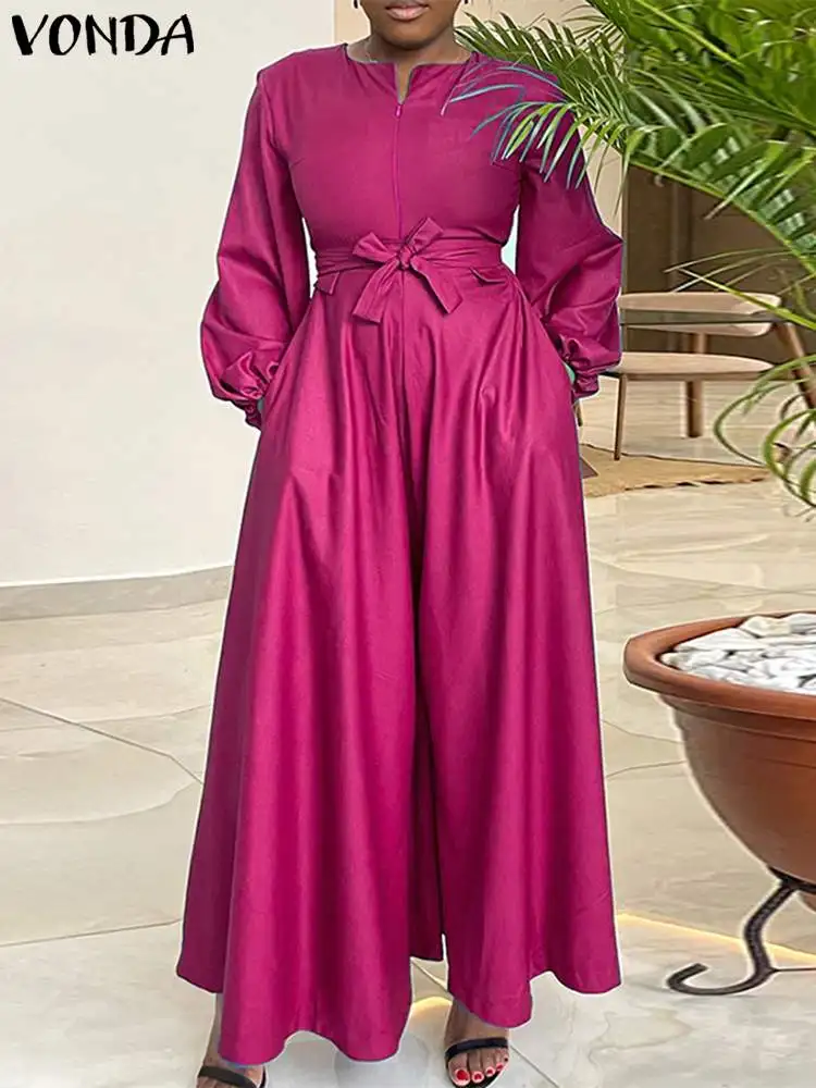 Vonda Elegant Oversized Long Jumpsuit 2024 Women Rompers Spring Autumn
