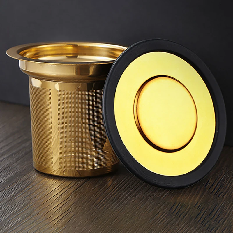 1pcs Gold Reusable Stainless Steel Tea Strainer Mesh Infuser Basket ...