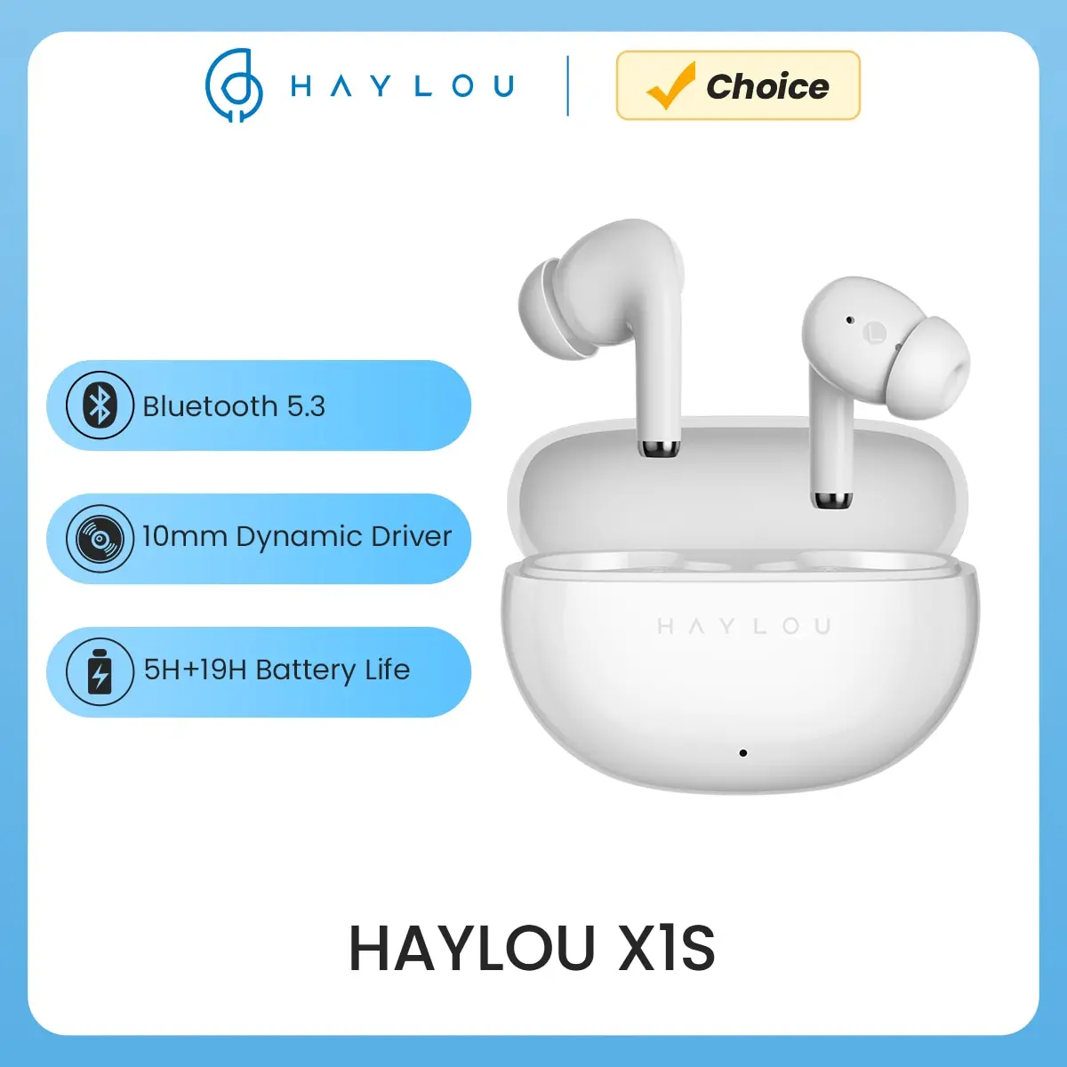 HAYLOU-X1S-True-Wireless-Earbuds-Wireless-Bluetooth-5-3-Headphones-10mm ...