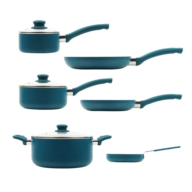 Mainstays 12-Piece Nonstick Cookware Set – Blue – Kitchen Staples Plus