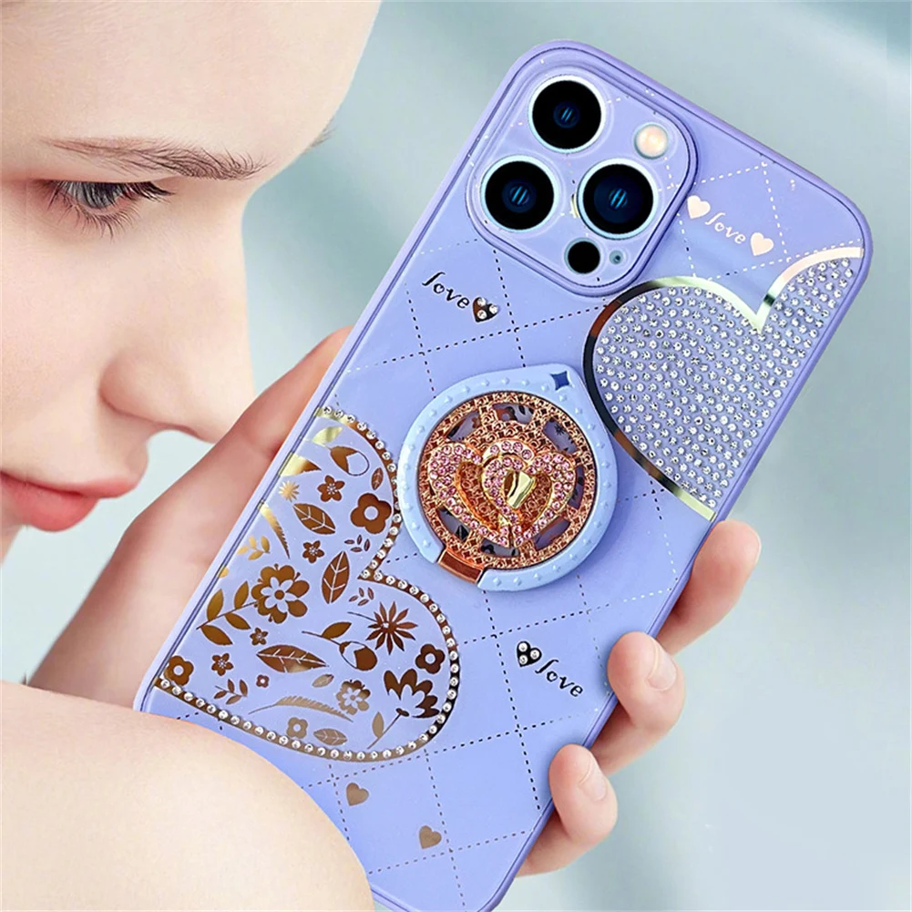 Women Bling Phone Case Girls Ladies Kickstand Shockproof Back Cover For ...