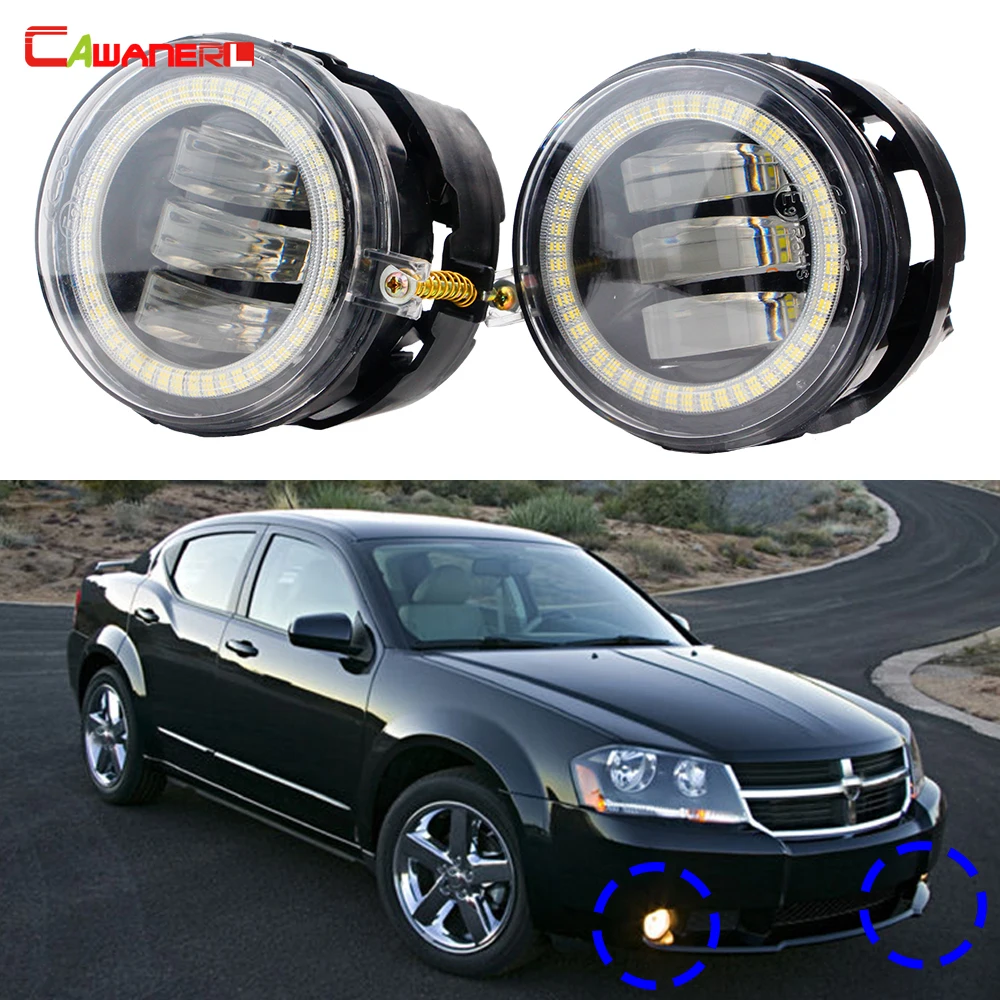 2-X-Car-LED-Fog-Light-with-Angel-Eye-DRL-For-Dodge-Avenger-2010-30W ...