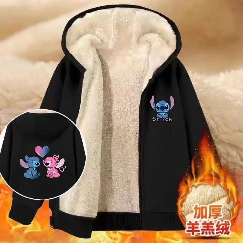 Stitch-Adult-Hooded-Sweatshirt-Cartoon-Angel-Women-Sportswear-Lambswool ...