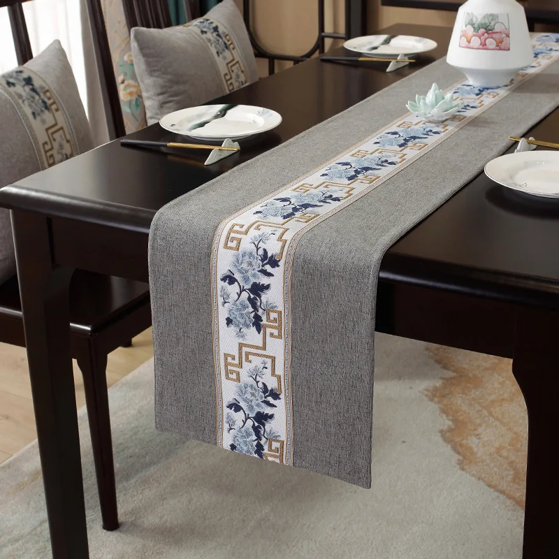 Chinese-Style-Table-Runner-Luxury-Cotton-Linen-Jacquard-Embroidered ...