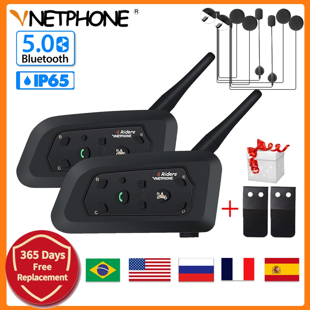Vnetphone-V6-Motorcycle-Helmet-Interphone-Bluetooth-Headset-Intercom ...
