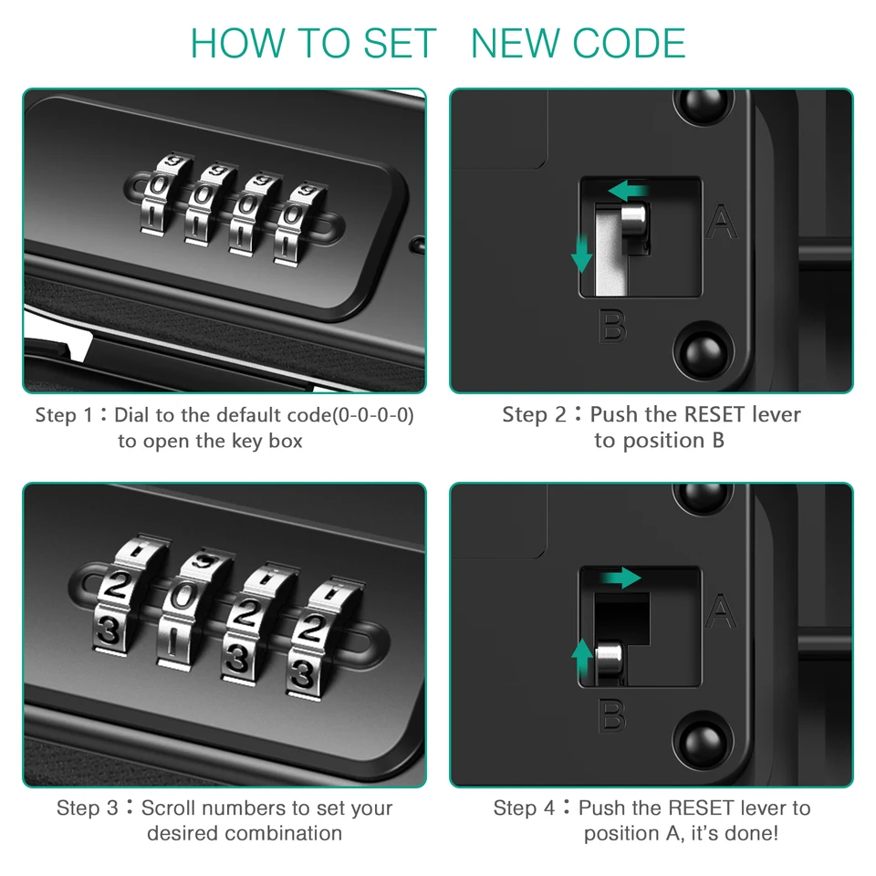 Lock Box Key True Face Wall Mounted Key Box - 4-Digit Key Code Security ...