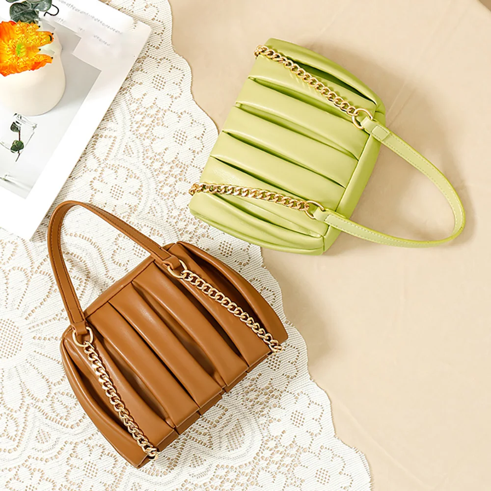 Elegant-Ladies-Pleated-Chains-Shoulder-Bags-Chic-Design-Bucket-Handbags ...
