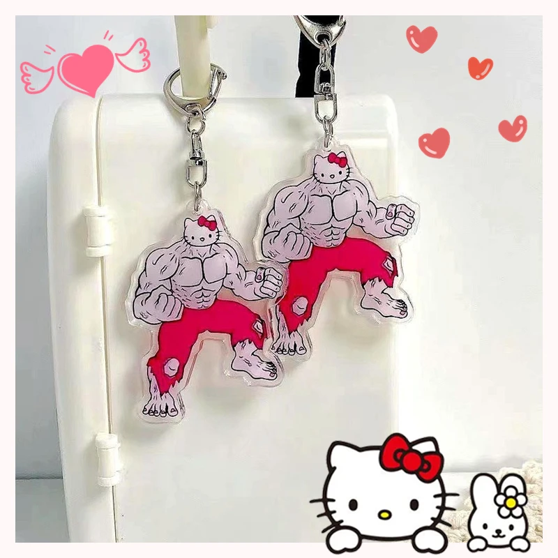 Hello Kitty Acrylic Keychain Accessories Sanrio Anime Figures Key Chain ...