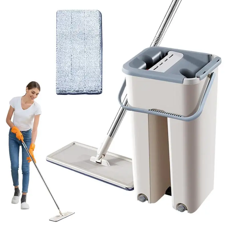Multifunctional-Mop-And-Bucket-With-Wringer-Set-No-Touching-Flat-Floor ...
