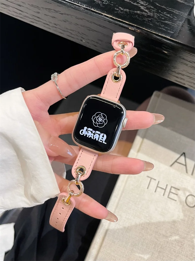 Luxury Doubl Ringe Leather Band For Apple Watch Strap 10 8 9 SE 7 6 ...