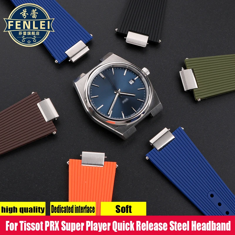 For-Tissot-1853-PRX-Super-Player-Bracelet-T137-Silicone-Strap-T137410A ...
