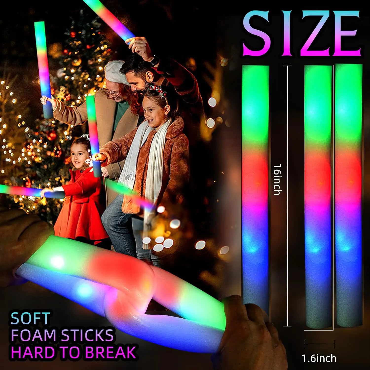 12/20pcs Foam Glow Sticks Led Light up Sticks Glowing Multi Colour ...