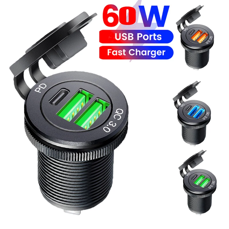 Usb-type-c-car-socket-presa-di-ricarica-usb-auto-universale-12-24v-for ...