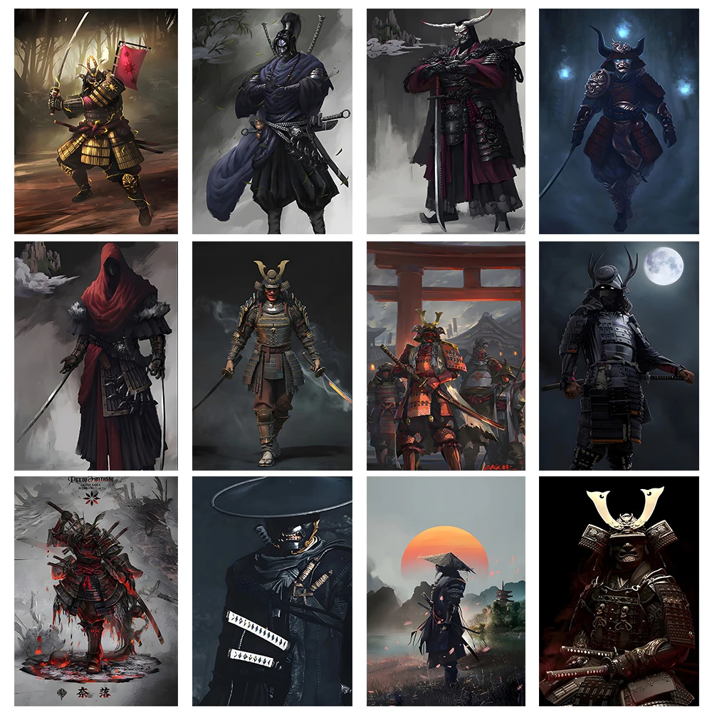 Japan Samurai Canvas Poster Home Wall Art Hanging Paintings Prints ...