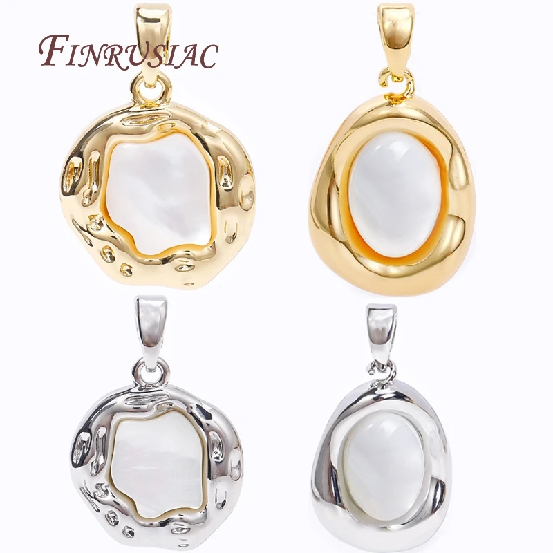 18K-Gold-Plated-Brass-Metal-Inlay-Shell-Geometry-Charm-Pendants-For ...