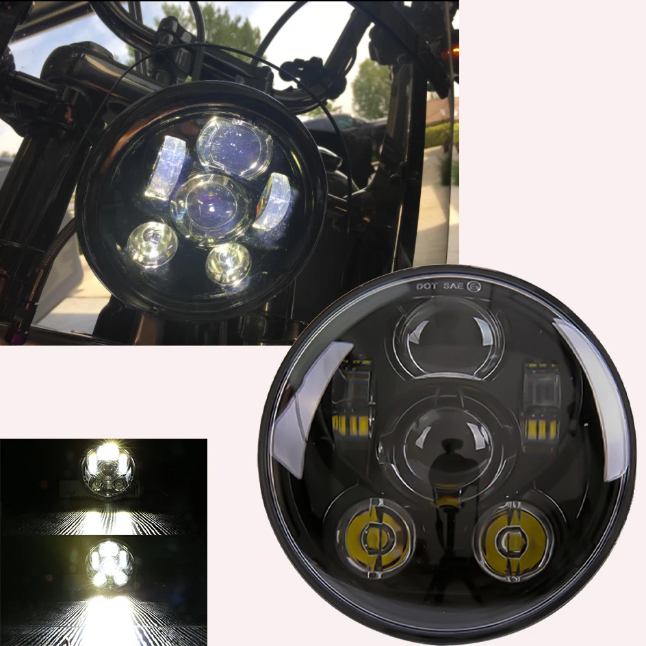 WUMFIRE 7" Round LED DOT Motorrad scheinwerfer LED Motorcycle Auxiliary ...