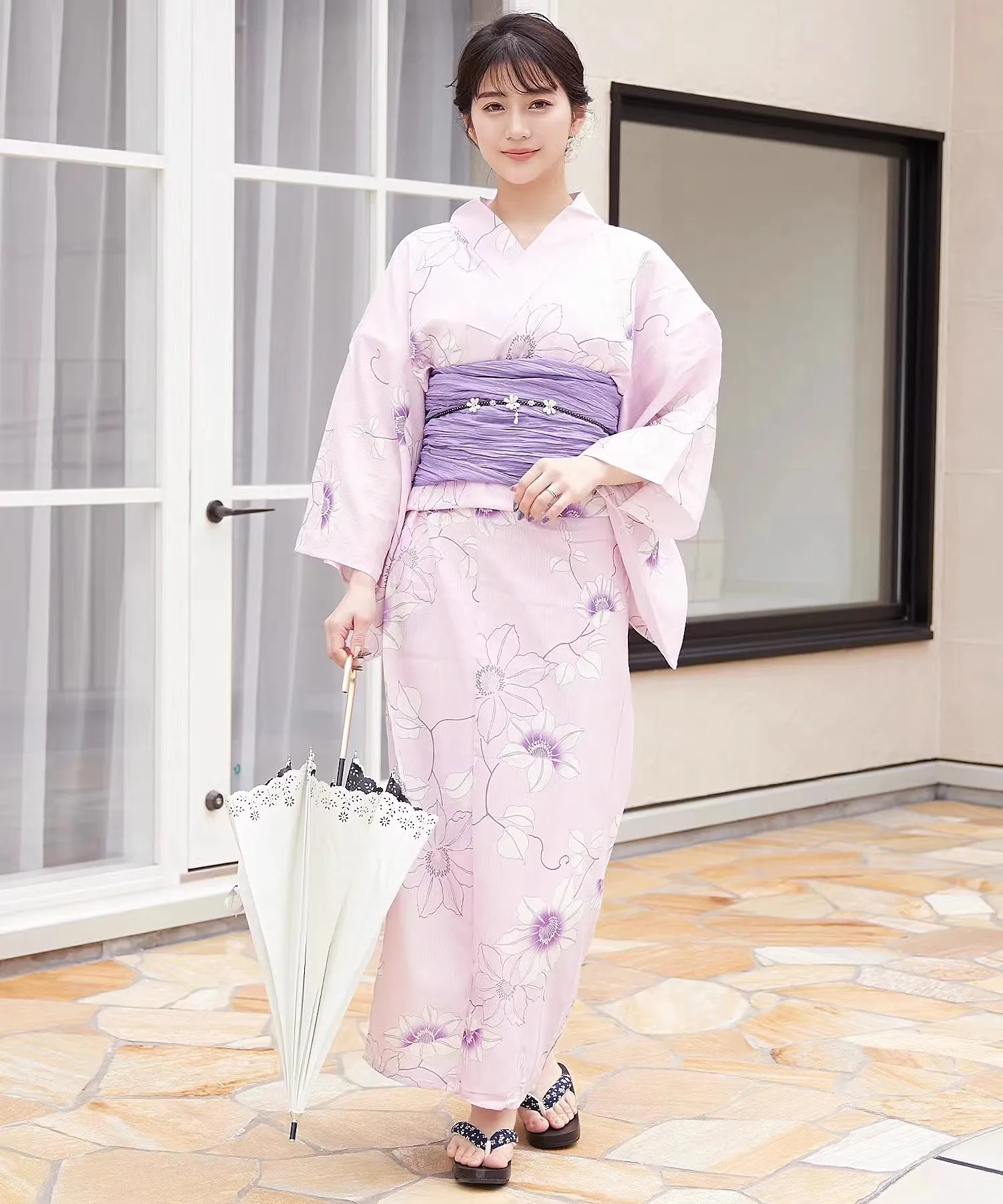 Yukata tradicional japonesa para mujer: kimono de lino y algodón de ...