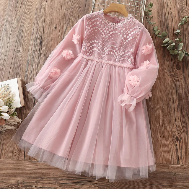 Cute Baby Girls Dresses Spring Autumn Puffle Sleeve Kids Princess ...