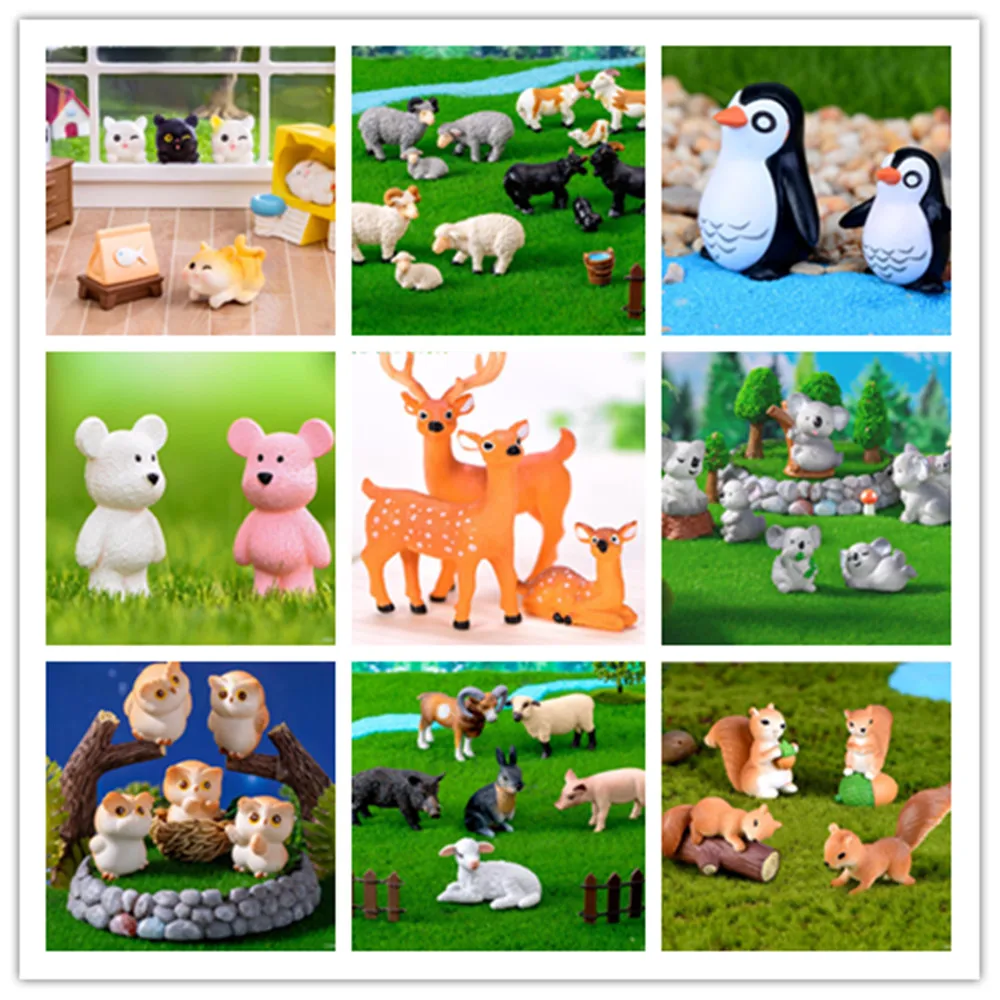 100pcs Kawaii Cartoon Animal Sheep Koala Camel Owl Resin Crafts ...