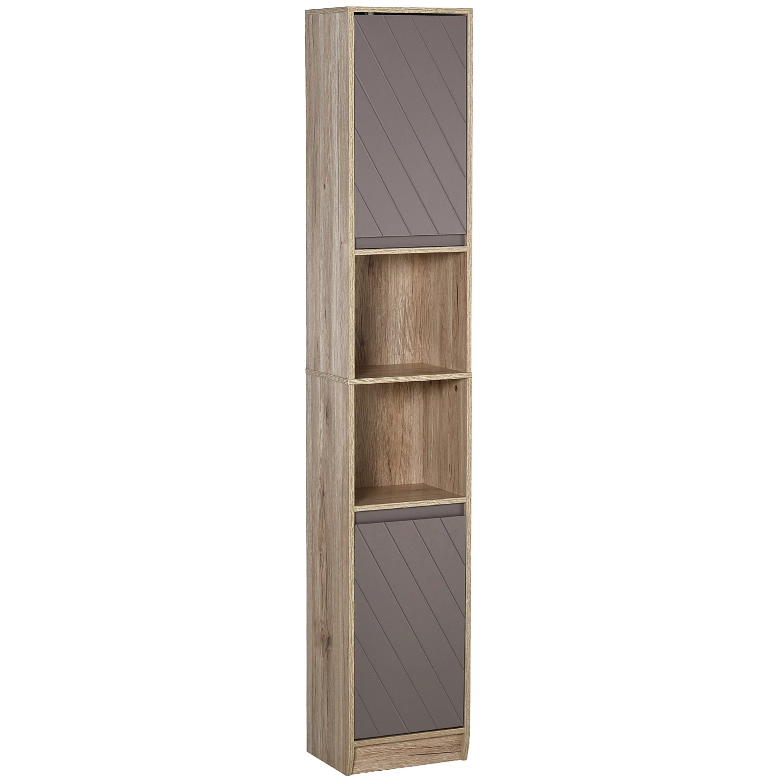Homcom Tall Bathroom Cabinet Bathroom Column with 2 Doors and 2 Open ...