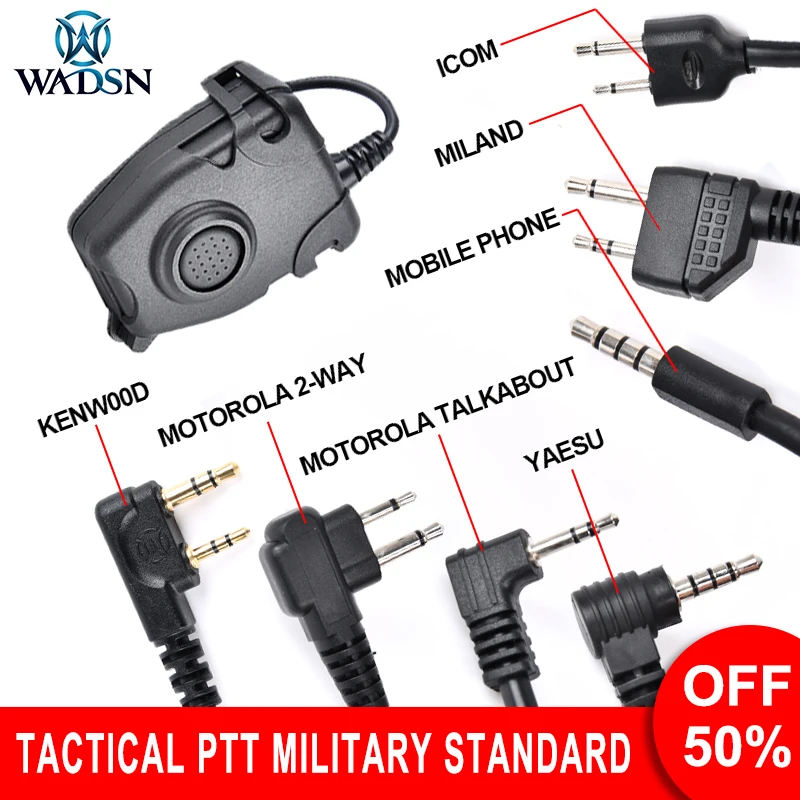 Wadsn-Comtact-Headset-Tactical-PTT-For-BaoFeng-Walkie-Talkie-Motorola ...