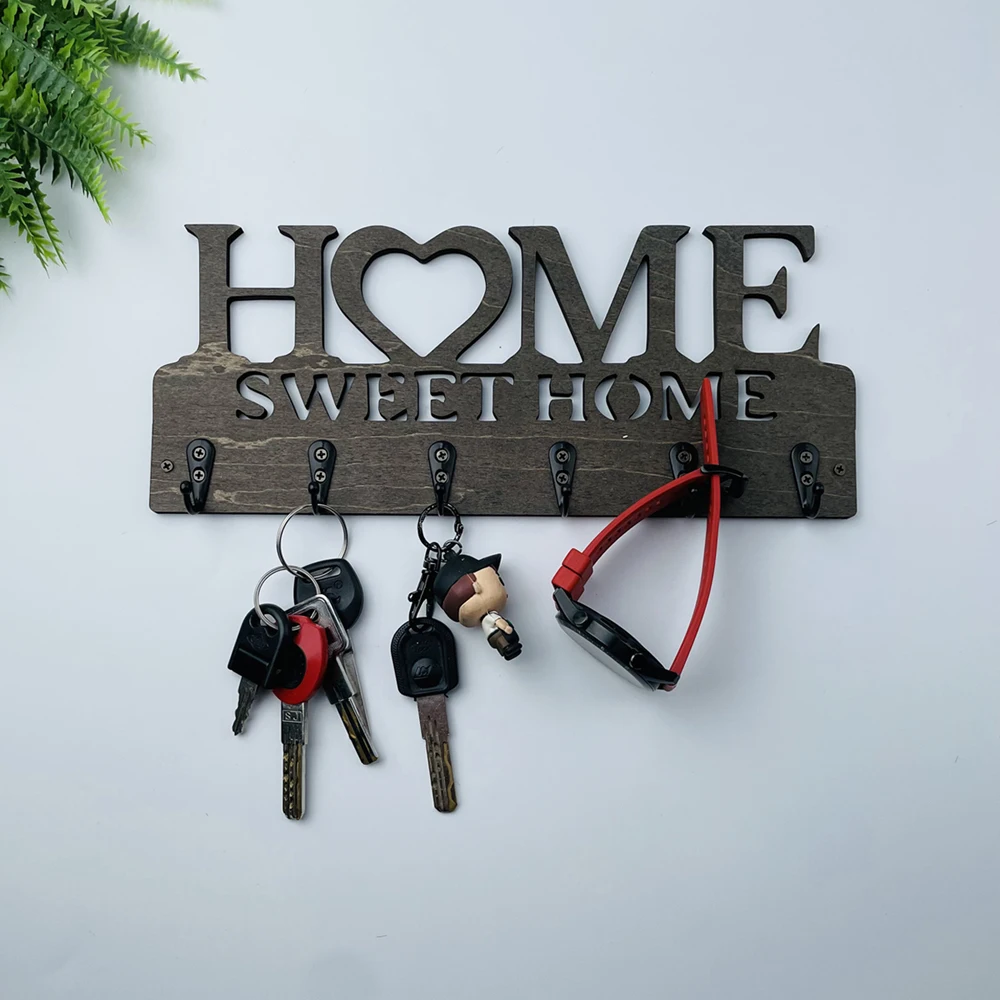 Key-Holder-Wall-Mount-Black-Metal-Key-Hanger-Wall-Decorative-Key-Rack ...