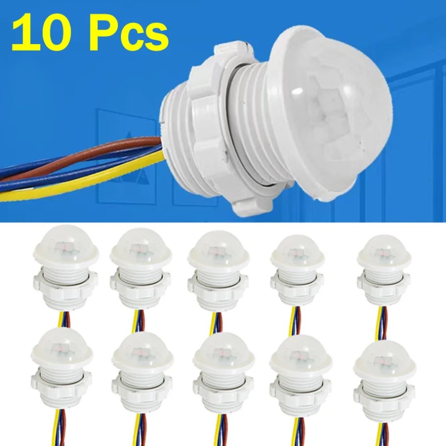 10 PCS MINI PIR Sensor Detector Smart Switch 110V 220V LED PIR Infrared ...