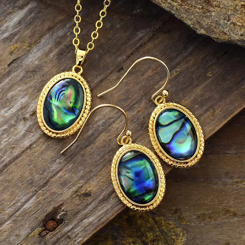 Classy-Gold-Plated-Shell-Stone-Necklace-Earring-Set-Classic-Elegant ...