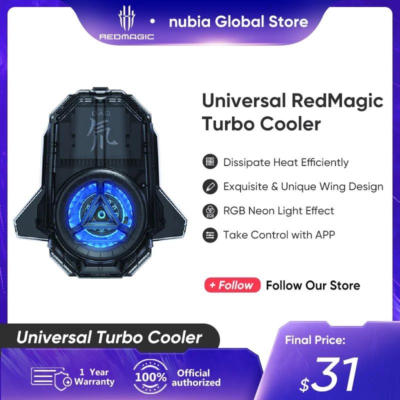 Nubia RedMagic Turbo Cooler for RedMagic 7 / 7 Pro / 7S Pro / 8 Pro / 8 ...