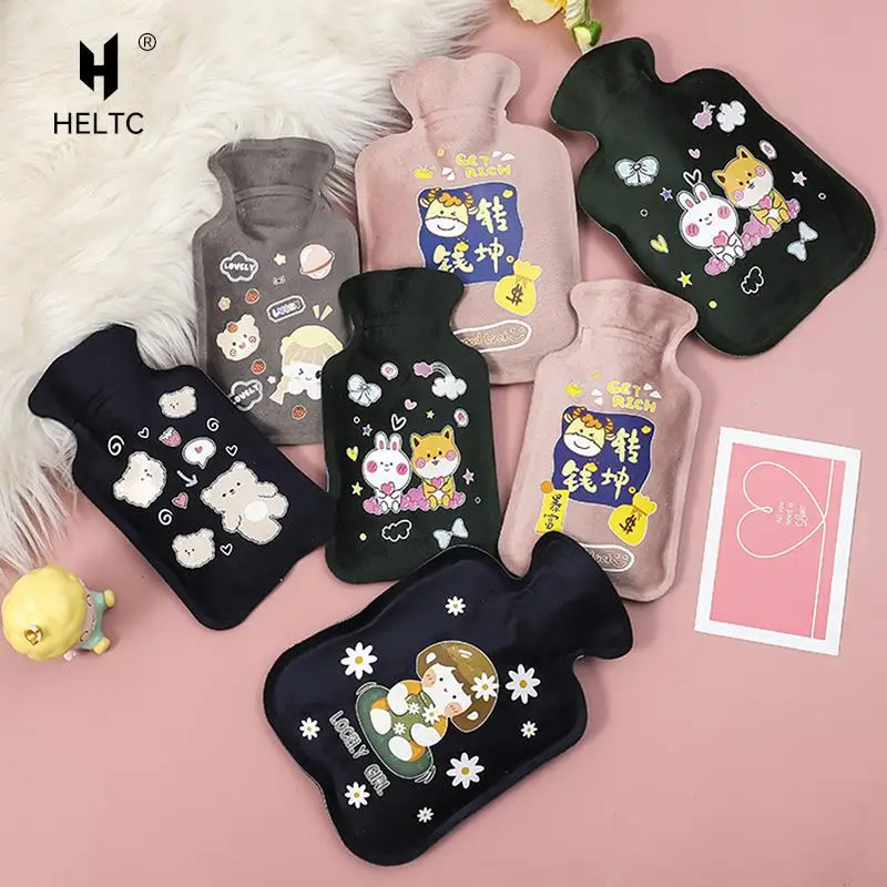 Cute Hot Water Bottle Bag Girls PVC/ Plush Shoulder Hand Warmer Heat ...